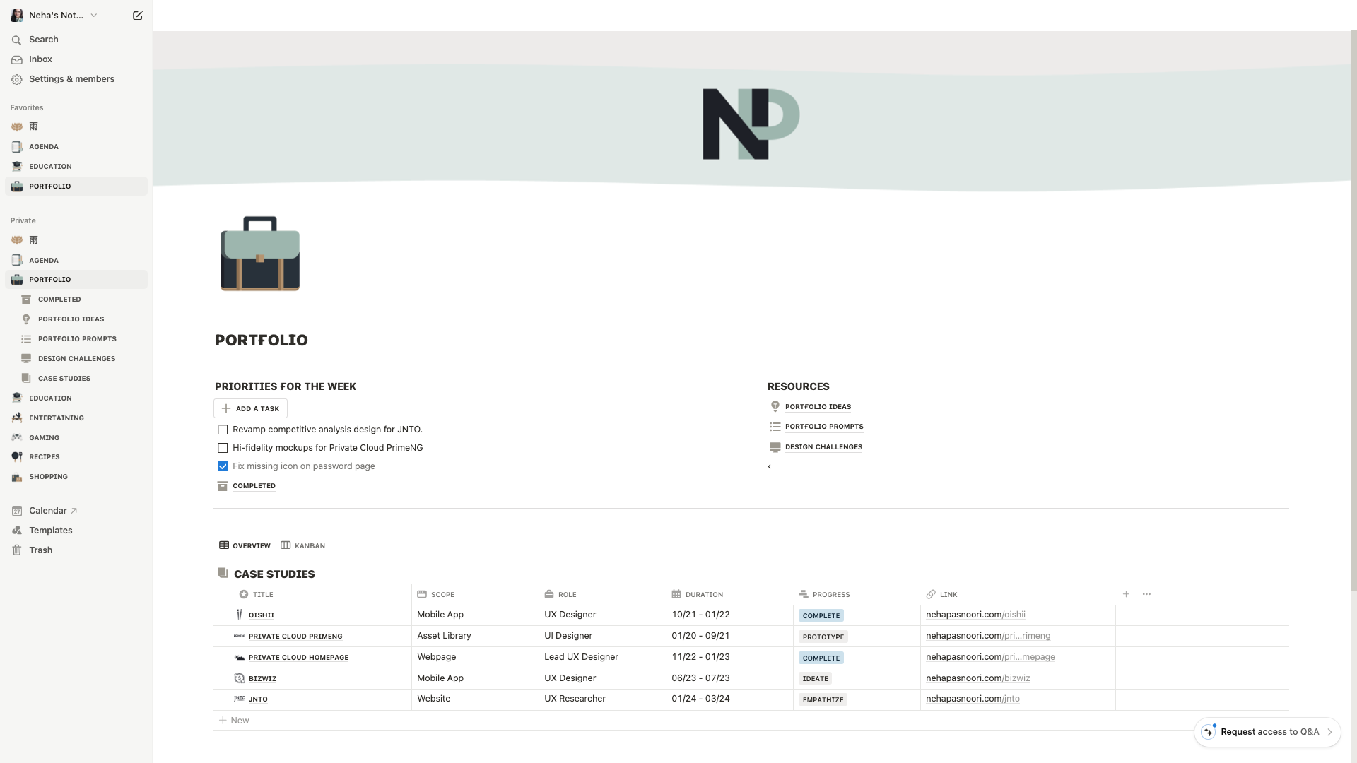 Notion for UX Case Studies – Neha Pasnoori | Blog
